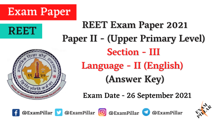 REET Level 2 Exam Paper 26 Sep 2021 (Section – III, Language II ...
