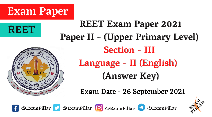 REET Level 2 Exam Paper 26 Sep 2021 (Section – III, Language II ...