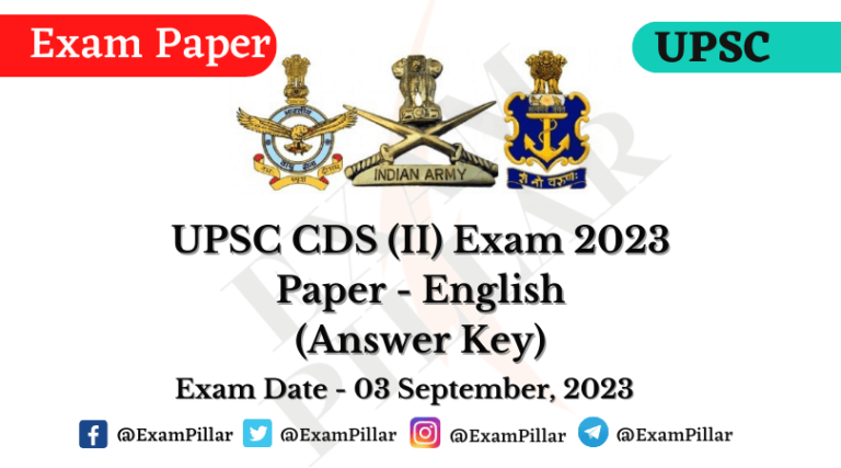 CDS (II) Exam Paper (English) 03 September 2023 (Answer Key ...