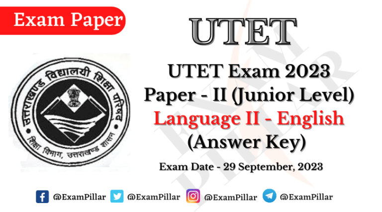 UTET Exam 29 Sep 2023 Paper – II (Language II – English) (Official ...