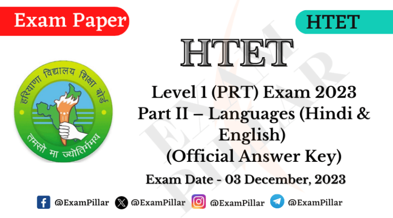 HTET Level 1 (PRT) Exam Paper – 03 Dec 2023 (Part II – Languages (Hindi ...