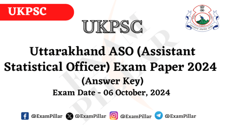 UKPSC ASO (Assistant Statistical Officer) Exam Paper - 06 October 2024 ...